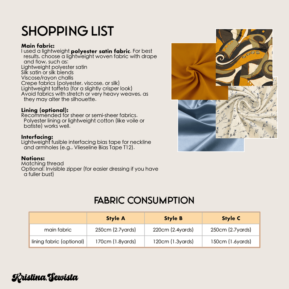 Bias Cut Dress IRENE Sewing Pattern PDF – Slip Dress | Kristina Sewista